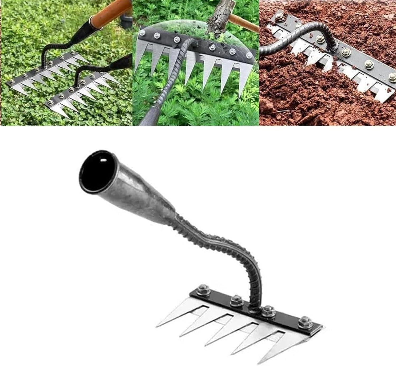 Gardening Rake, Iron Rake 2.0 - Upgraded Iron Weeding Rakes, Rakes for ...