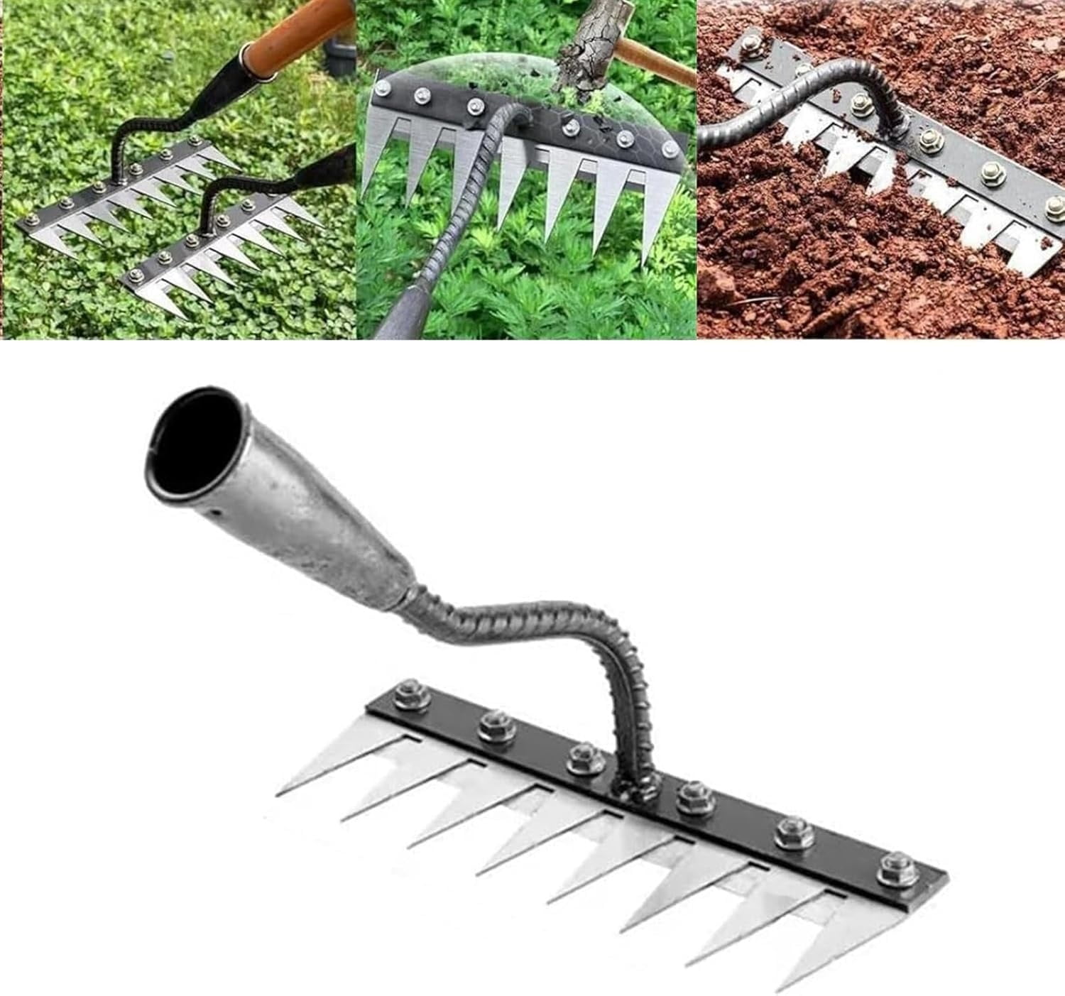 Gardening Rake, Iron Rake 2.0 - Upgraded Iron Weeding Rakes, Rakes for ...