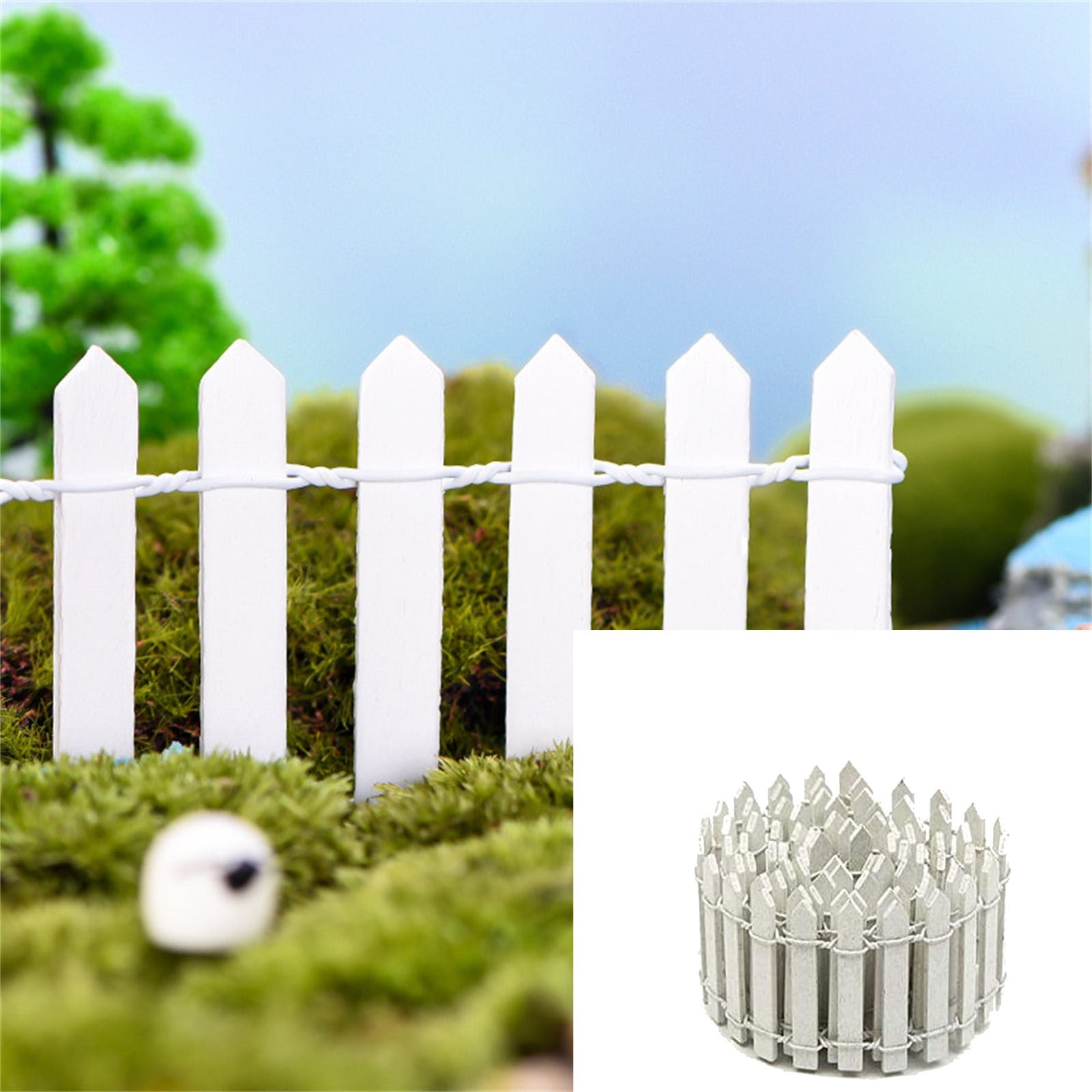Gardening Sculptures Miniature Fairys Garden Kit Wooden Fence Terrarium ...