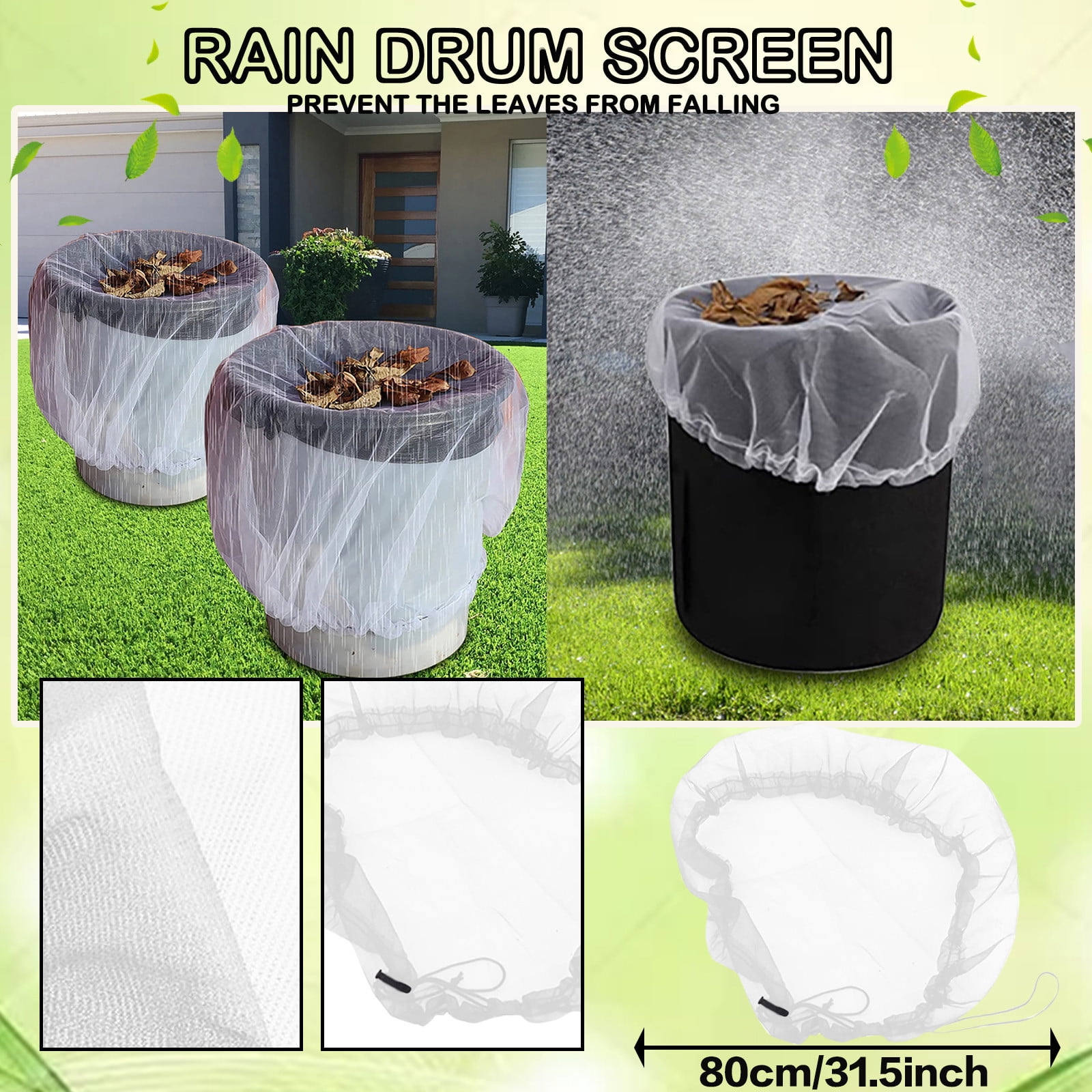 Gardening Set Cover For Rain Barrels Diameter Adjustable Rain Net ...