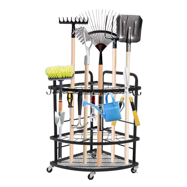 Gardening Tool Rack Curved Corner Tool Rack Patio Maintenance Tool Rack ...