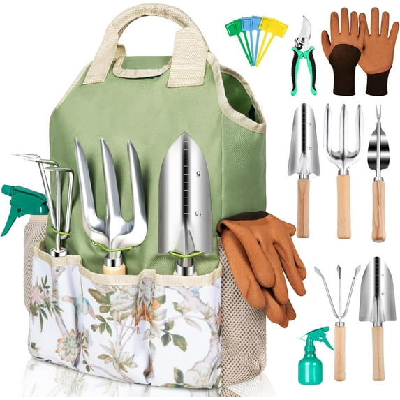 Gardening Tool Set 10 Pieces, Heavy Duty Stainless Steel Garden Tool ...