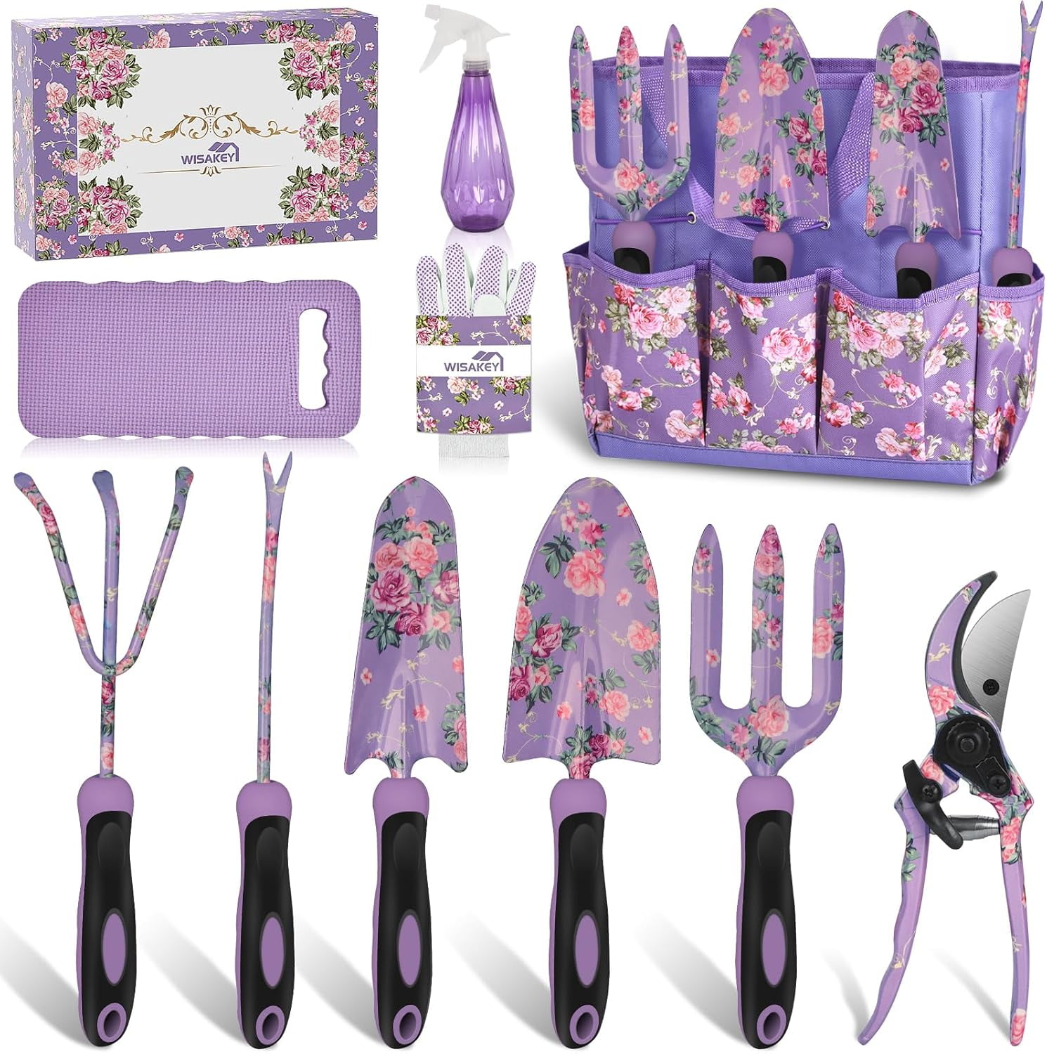 Gardening Tools, 10 Piece Heavy Duty Purple Garden Tool Set Durable ...