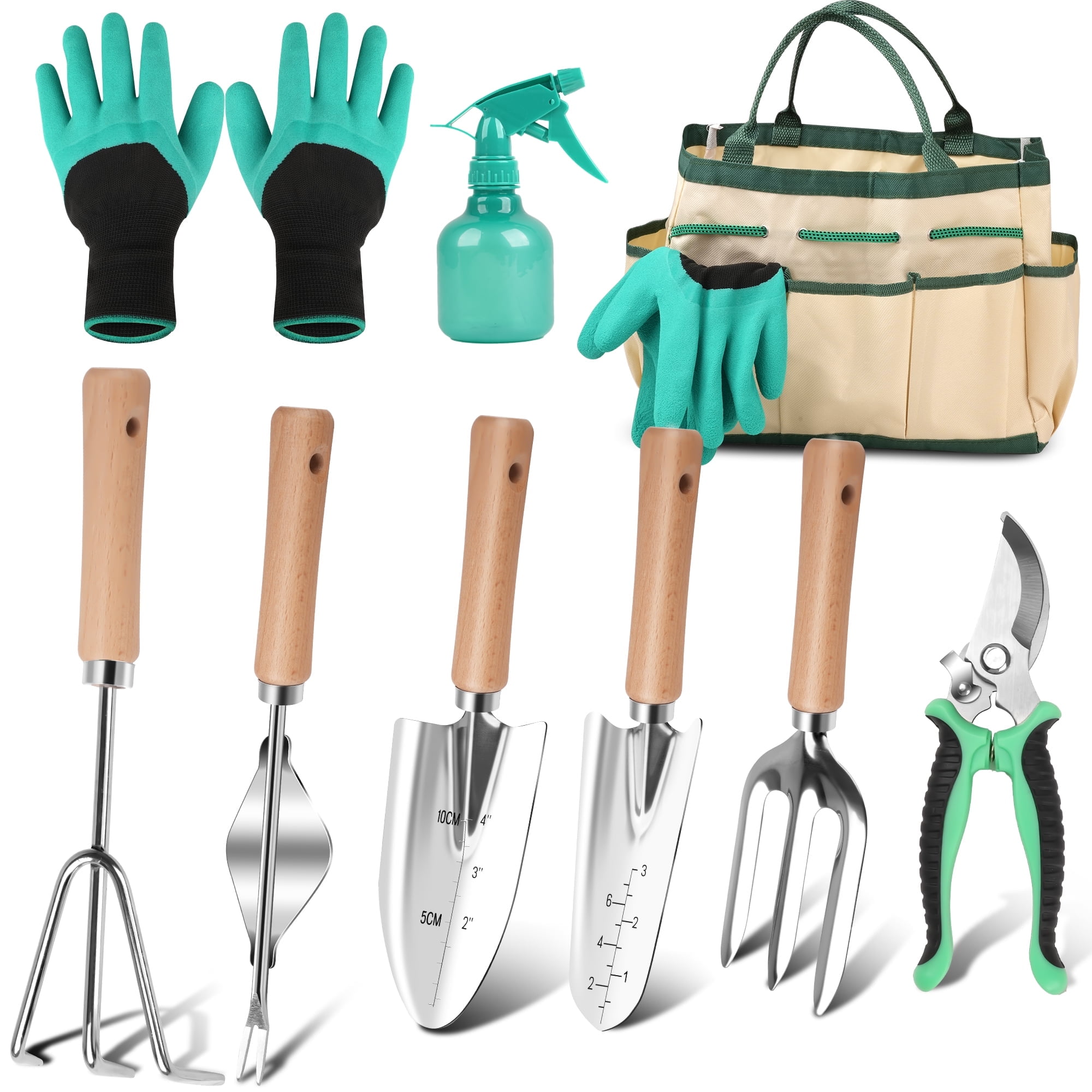 Meromore Gardening Tool Set 8-Piece, Stainless Steel, Ergonomic Handles ...