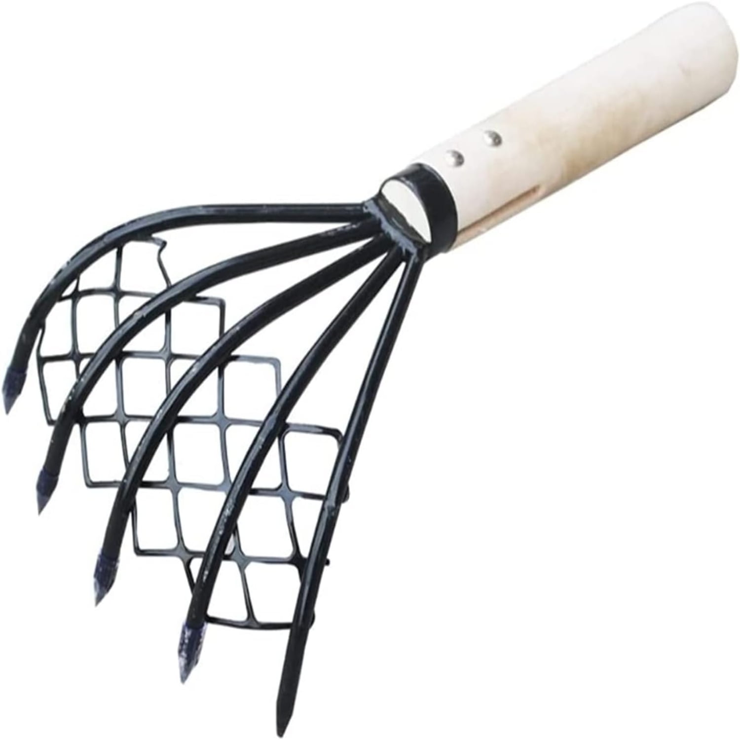 Gardening Tools Claw Rake with Mesh Net 15 Inch Hand Rake 5-Tine Steel ...