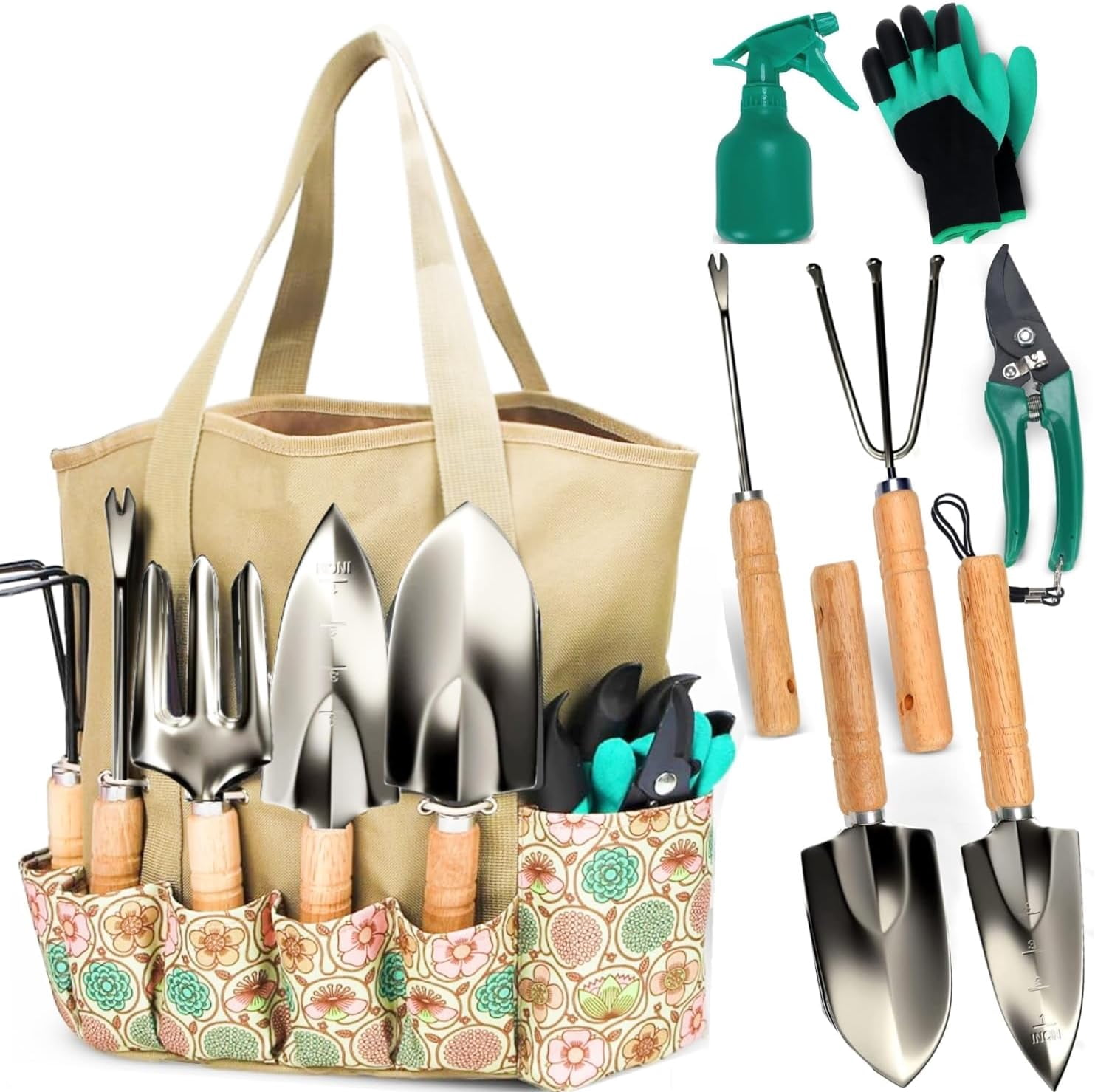 Gardening Tools Garden Tool Set, Stainless Steel Heavy Duty with Non ...