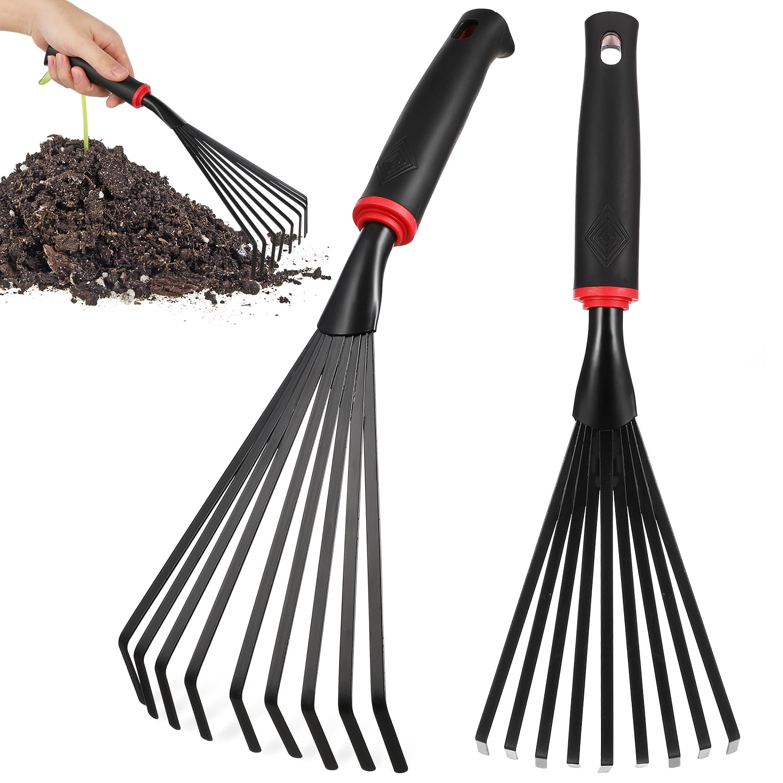 Gardening Tools Hand Rakes Leaf Yard Small With Handle For Leaves Short ...