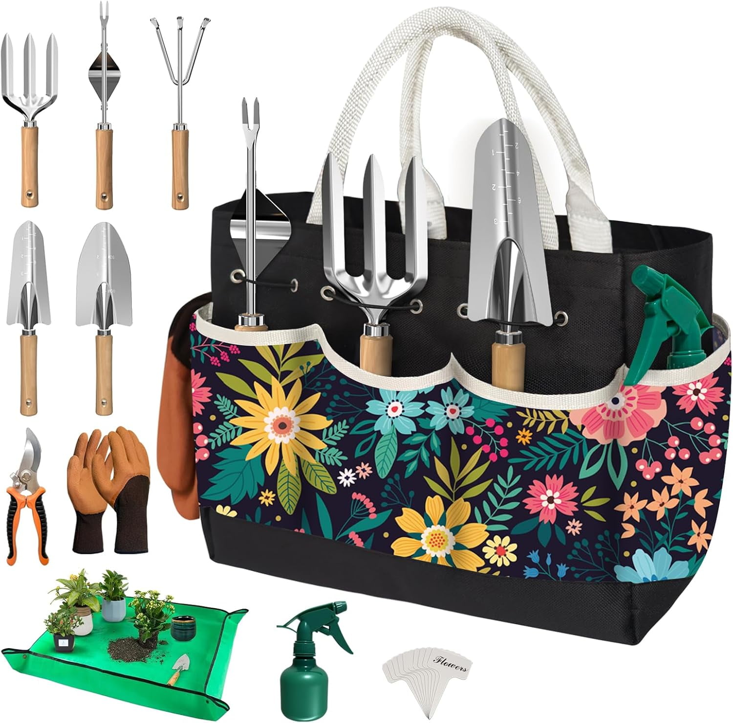 Gardening Tools Set Heavy Duty Garden Hand Tool Kit with Tote Bag ...