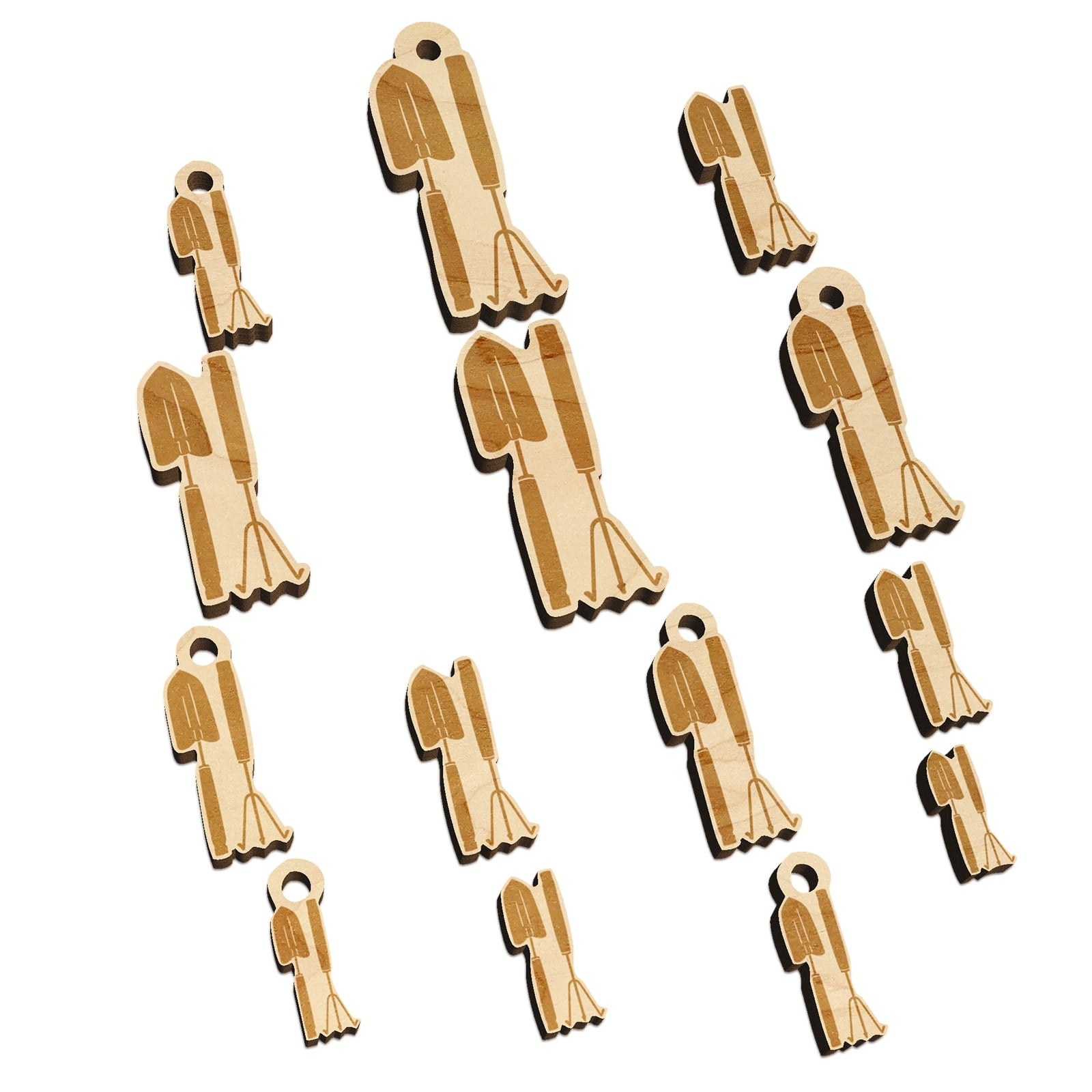 Gardening Tools Trowel Hand Rake Wood Mini Charms Shapes DIY Craft ...