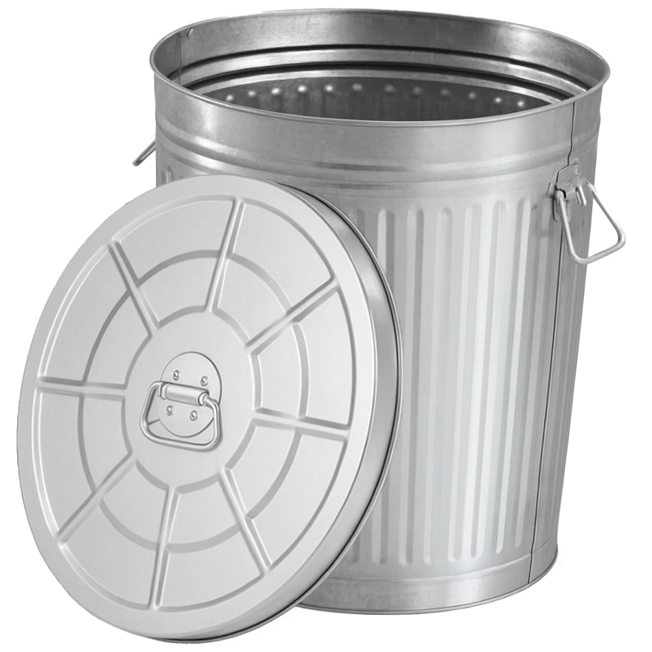 Gardenised Round Galvanized Steel 15 Gallon Trash Can with Lid and ...