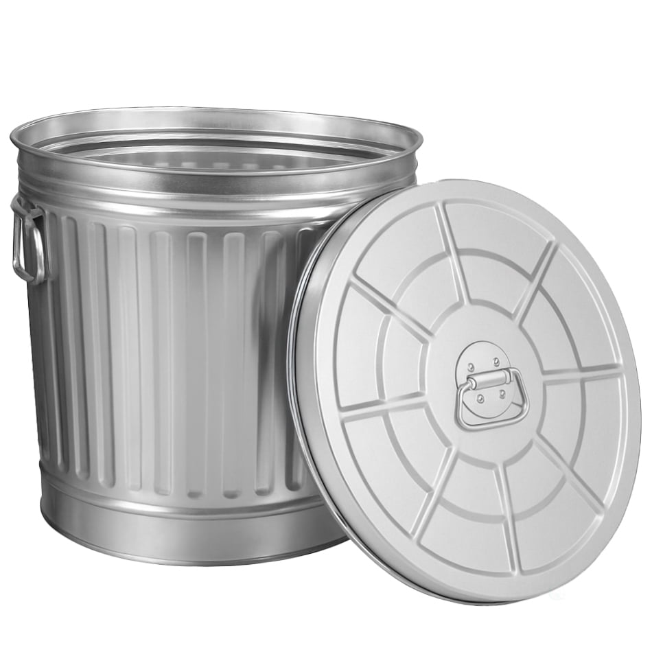 Gardenised Round Galvanized Steel, 7 Gallon Trash Can with Lid ...