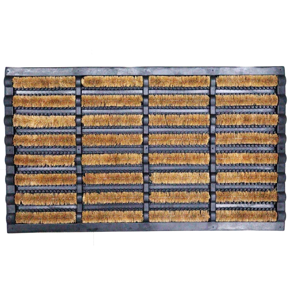 Gardenised Shoe and Boot Scraper Mat with Tray Coir Bristles Built-In ...