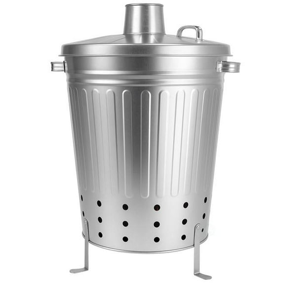 Gardenised QI004912 Silver Galvanized Steel Outdoor Incinerator Can ...