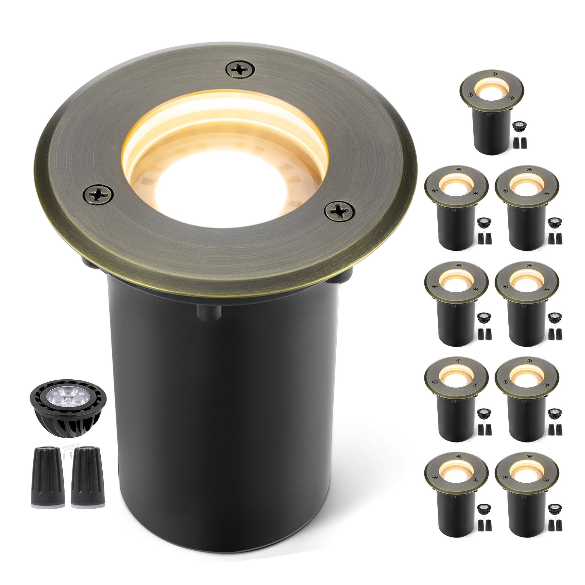 Gardenreet Brass In Ground Well Lights, Waterproof 12V LED Outdoor Landscape Lighting Garden ...