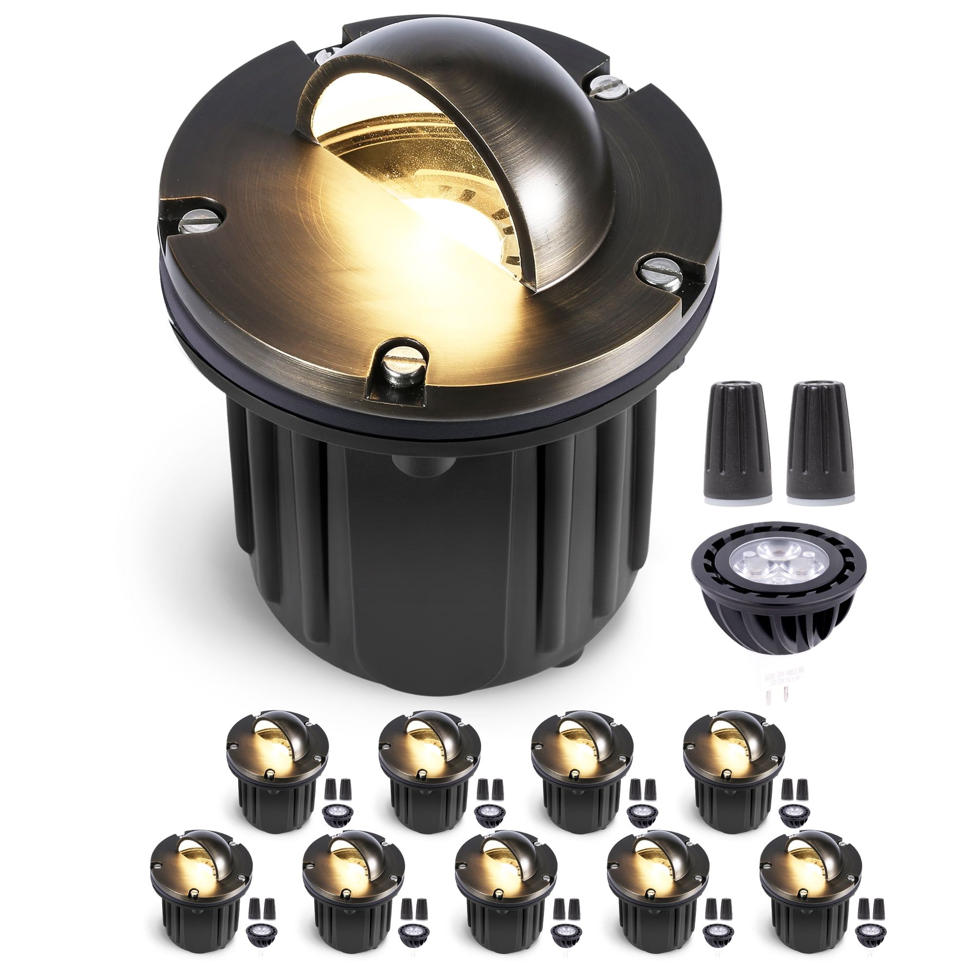 Gardenreet Brass Low Voltage In Ground Well Lights, Outdoor 12V LED Low ...