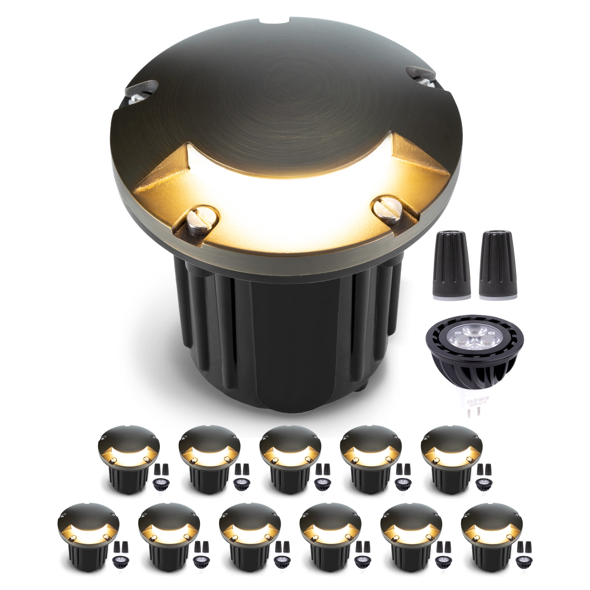 Gardenreet Brass Outdoor In Ground Lights,12V LED Low Voltage Landscape ...