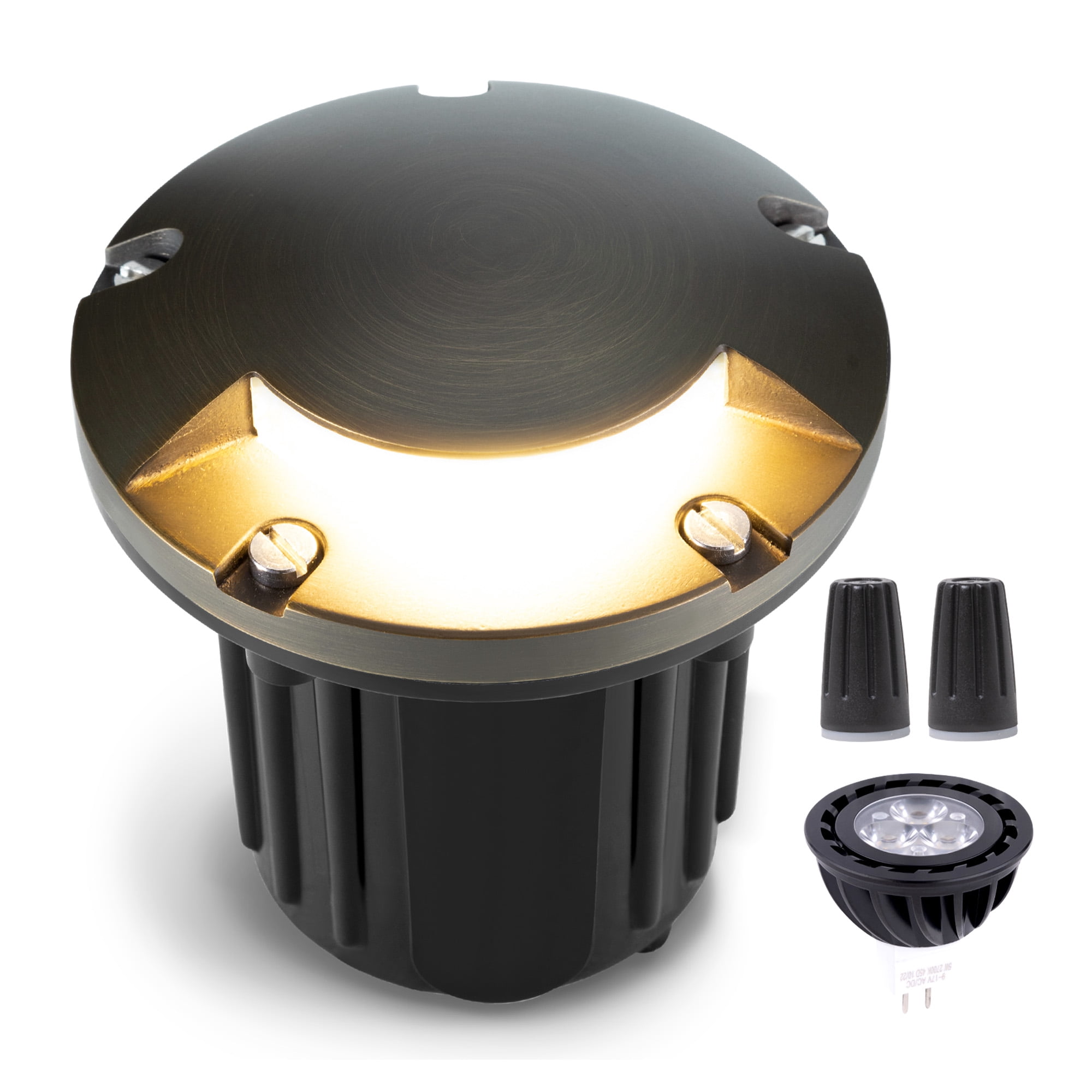 Gardenreet Brass Outdoor Well Lights,12V LED Low Voltage Landscape ...