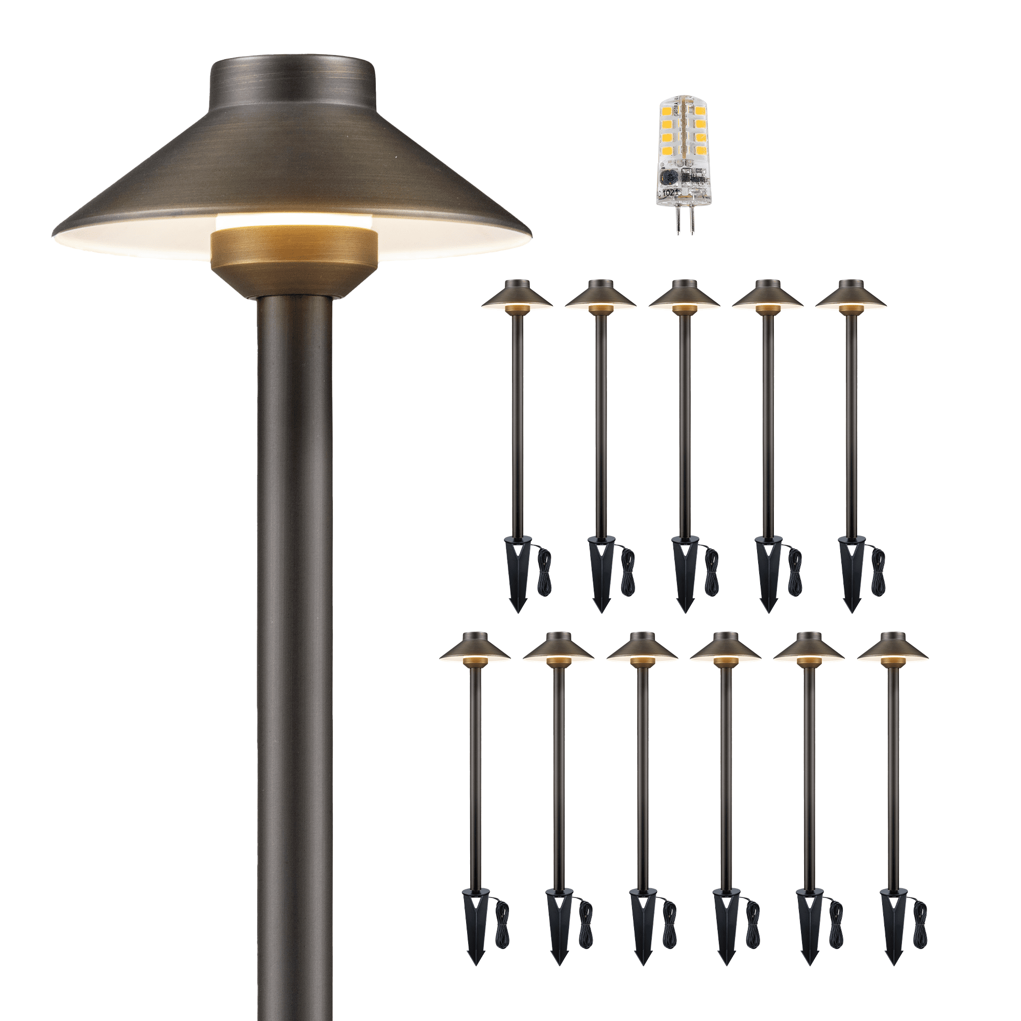 Gardenreet Brass Pathway Lights, Low Voltage LED Landscape Path Lights ...