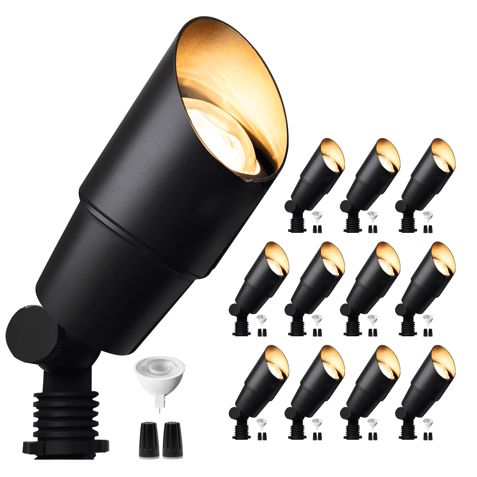 Gardenreet Mini Brass Spotlight, 12V Outdoor LED, Black Garden Fixture ...