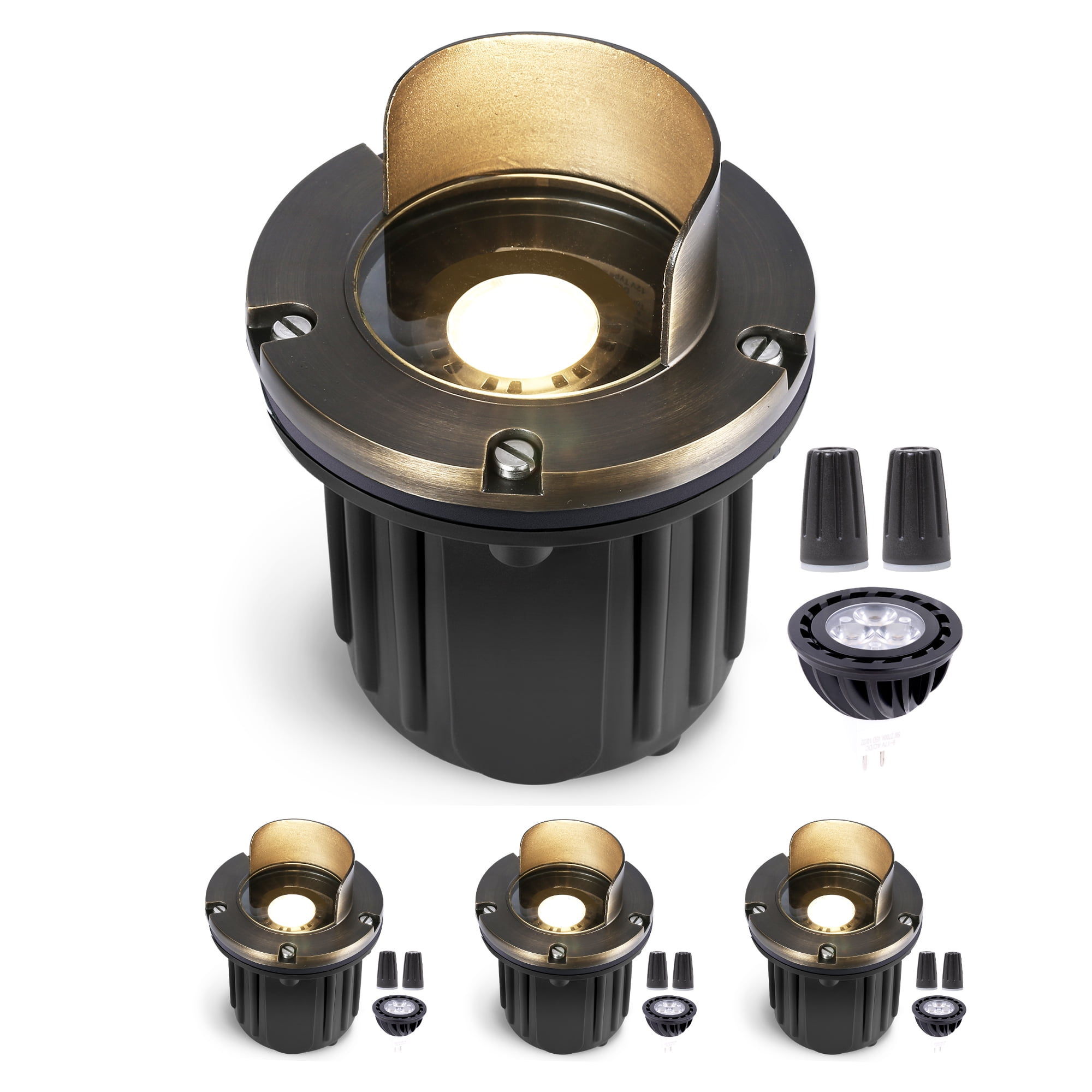 Gardenreet Solid Brass 12V Well Lights, Waterproof Low Voltage Outdoor ...