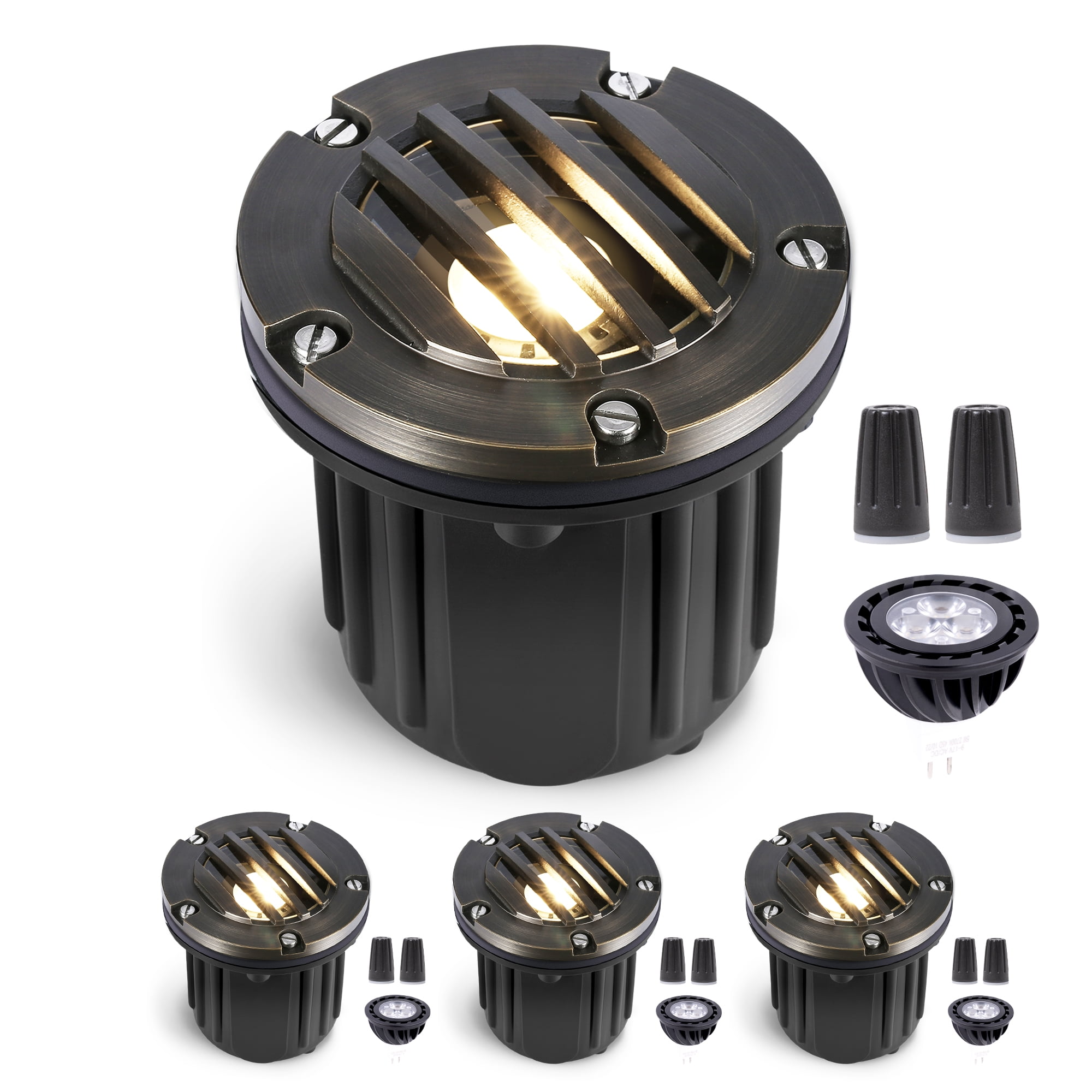 Gardenreet Solid Brass In Ground Lights,12V LED Outdoor Landscape ...