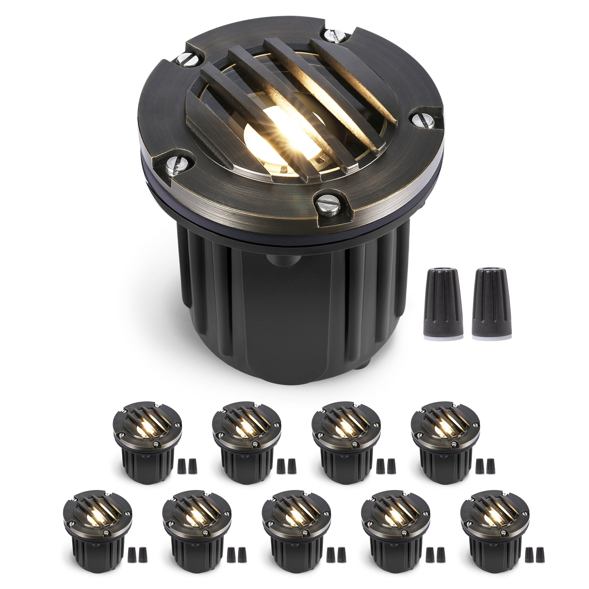 Gardenreet Solid Brass In Ground Lights,12V LED Outdoor Landscape Lighting Well Lights for ...