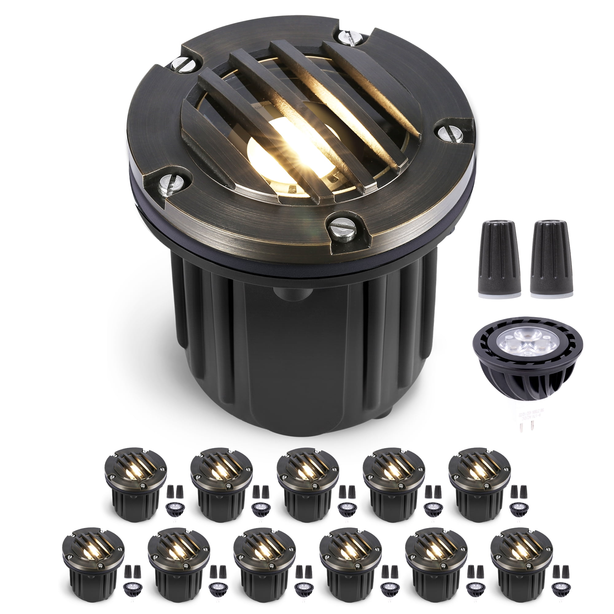 Gardenreet Solid Brass In Ground Lights,12V LED Outdoor Landscape ...