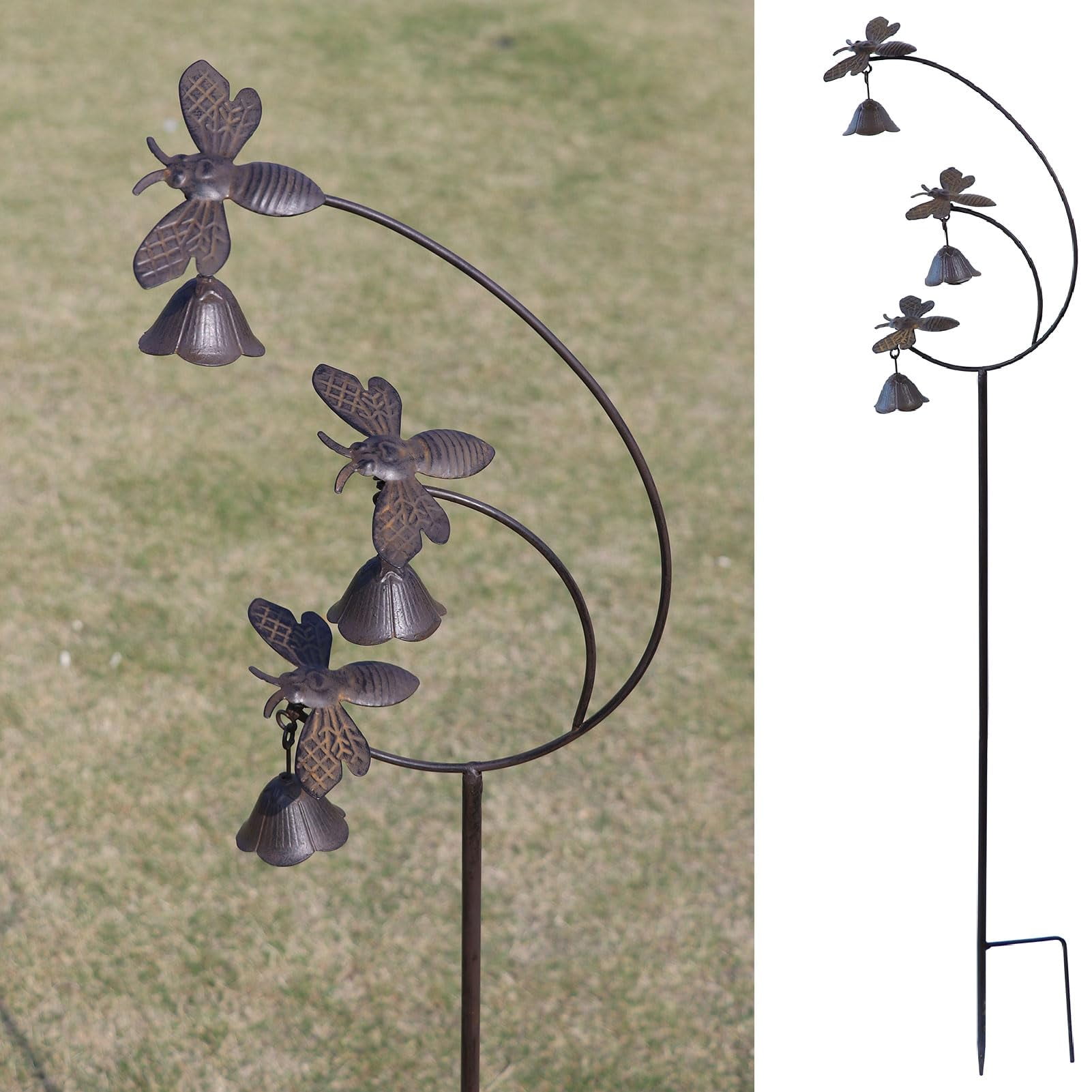 Gardens Metal Bees with SSF20 Bells for Outside Garden Art,Decorative ...