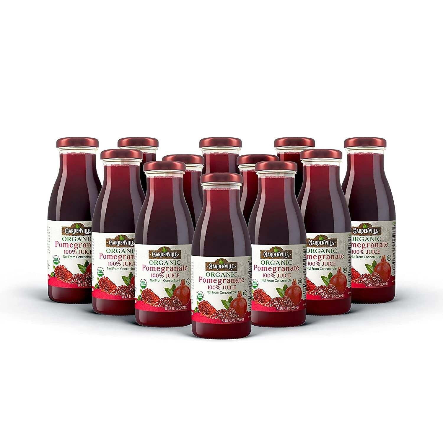 Gardenville Organic Pomegranate Juice (Pack of 12), USDA Organic, No ...