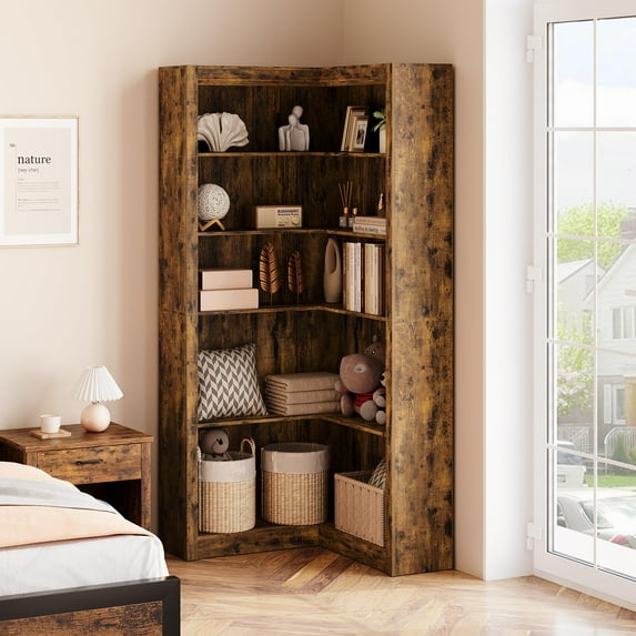 Garderth Corner Bookshelf,71.8" Corner Bookcase,L-Shaped Bookcase,5 ...