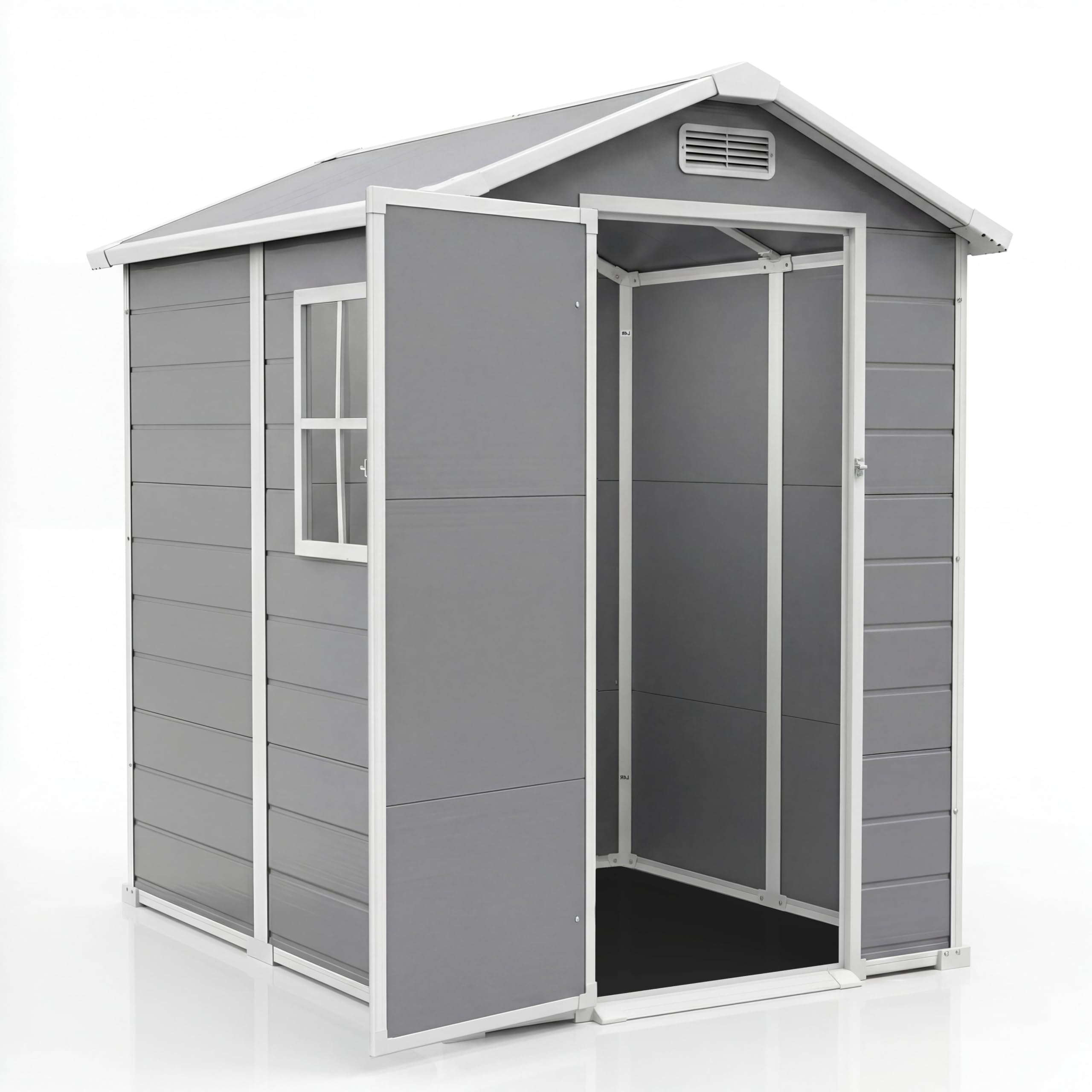 Garderth Plastic Outdoor Storage Shed With Floor & Window,4x6FT Resin ...