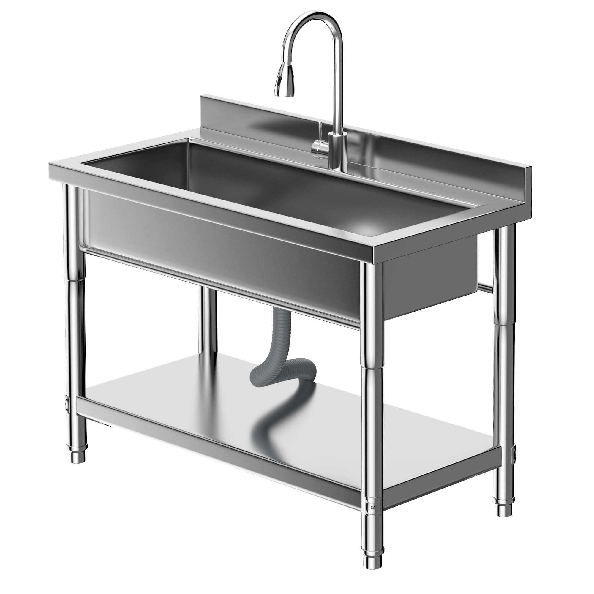 Garderth Stainless Steel Utility Sink,Free Standing Single Bowl Kitchen ...