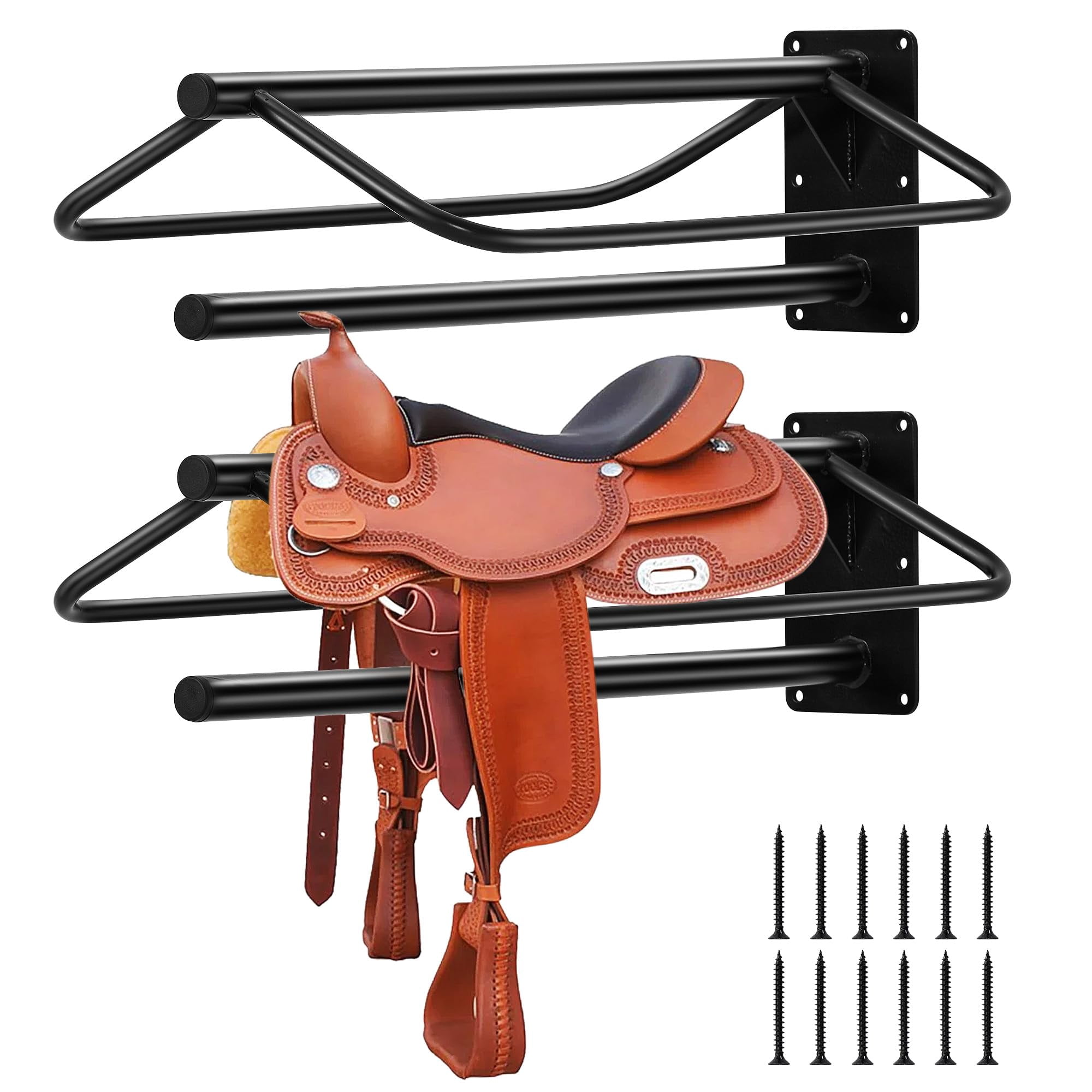 Garderth Wall Mounted Saddle Rack With Double Pad Bar,Portable Saddle ...