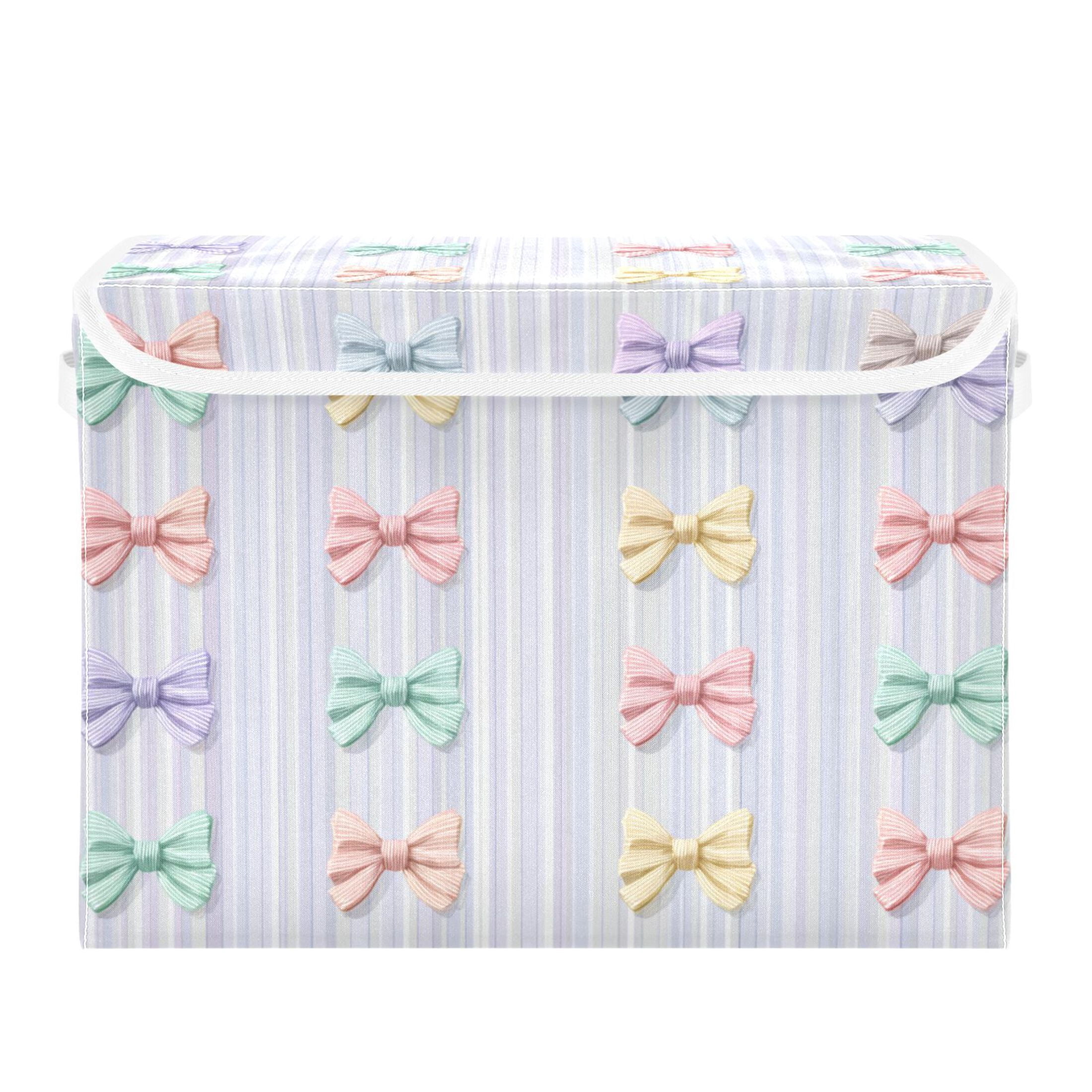 Gardient Purple Stripes Colorful Cute Bows Foldable Storage Bin with ...