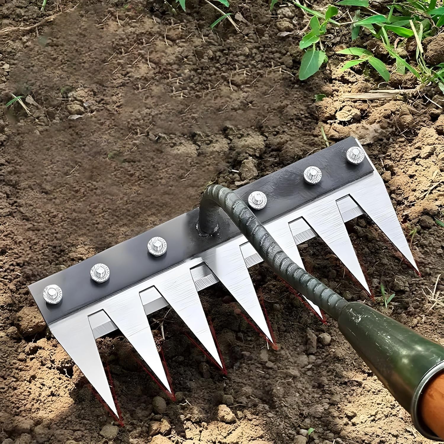 Garding Iron Weeding Rake, 2025 Garden Weeder, 5/6/7/8 Teeth Carbon ...