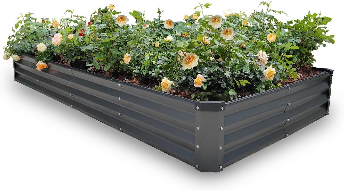 Gardmax Galvanized Raised Garden Bed, Lightweight Planter Boxes Outdoor ...
