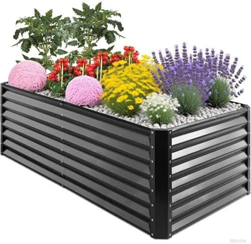 Gardmax Galvanized Raised Garden Bed, Lightweight Planter Boxes Outdoor ...