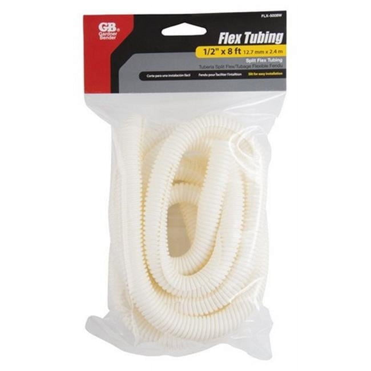 Gardner Bender Corrugated Split Flex Tubing, White, 8 ft, 1/2 inch ...