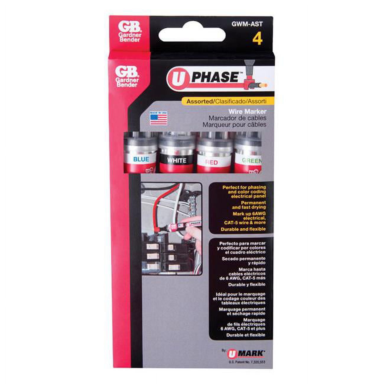 Gardner Bender GWM-AST U-Phase Wire Marker Assorted, Blue/Red/White ...