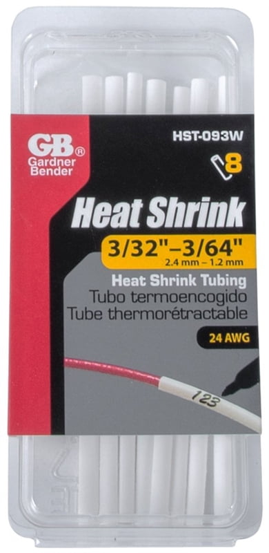 Gardner Bender HST-093W Polyolefin Heat Shrink Tubes, Thin Wall, White ...
