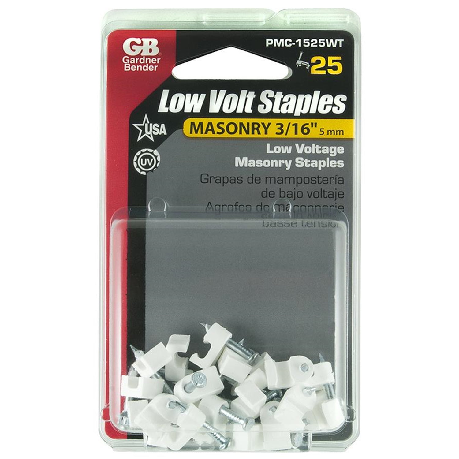 Gardner Bender PMC-1525WT Britain Low Voltage Masonry Staple, 3/16 in ...