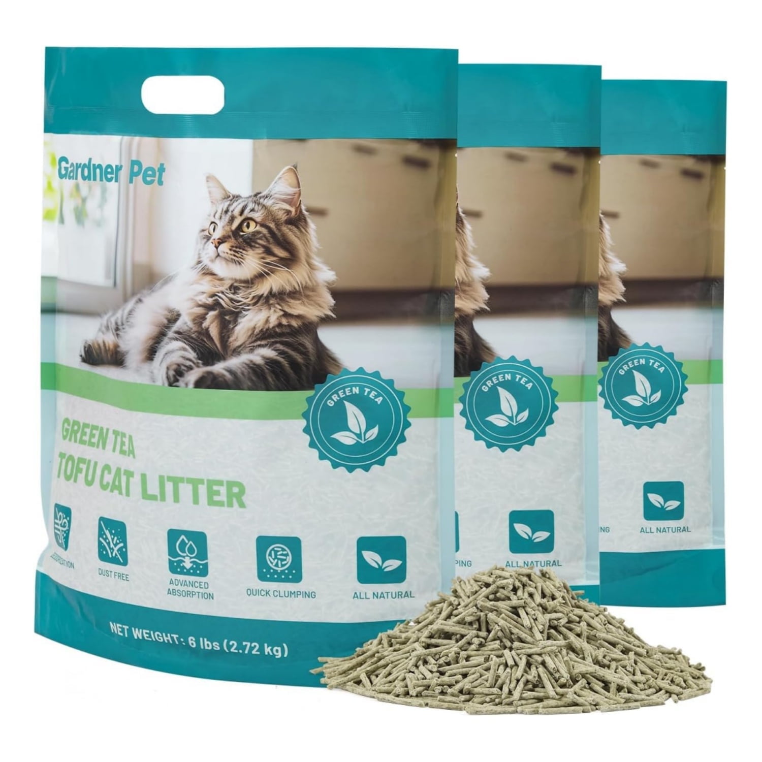 Nomipaw 18Lbs 3 Bags Natural Tofu Cat Litter, Green Tea Scent, 100% ...