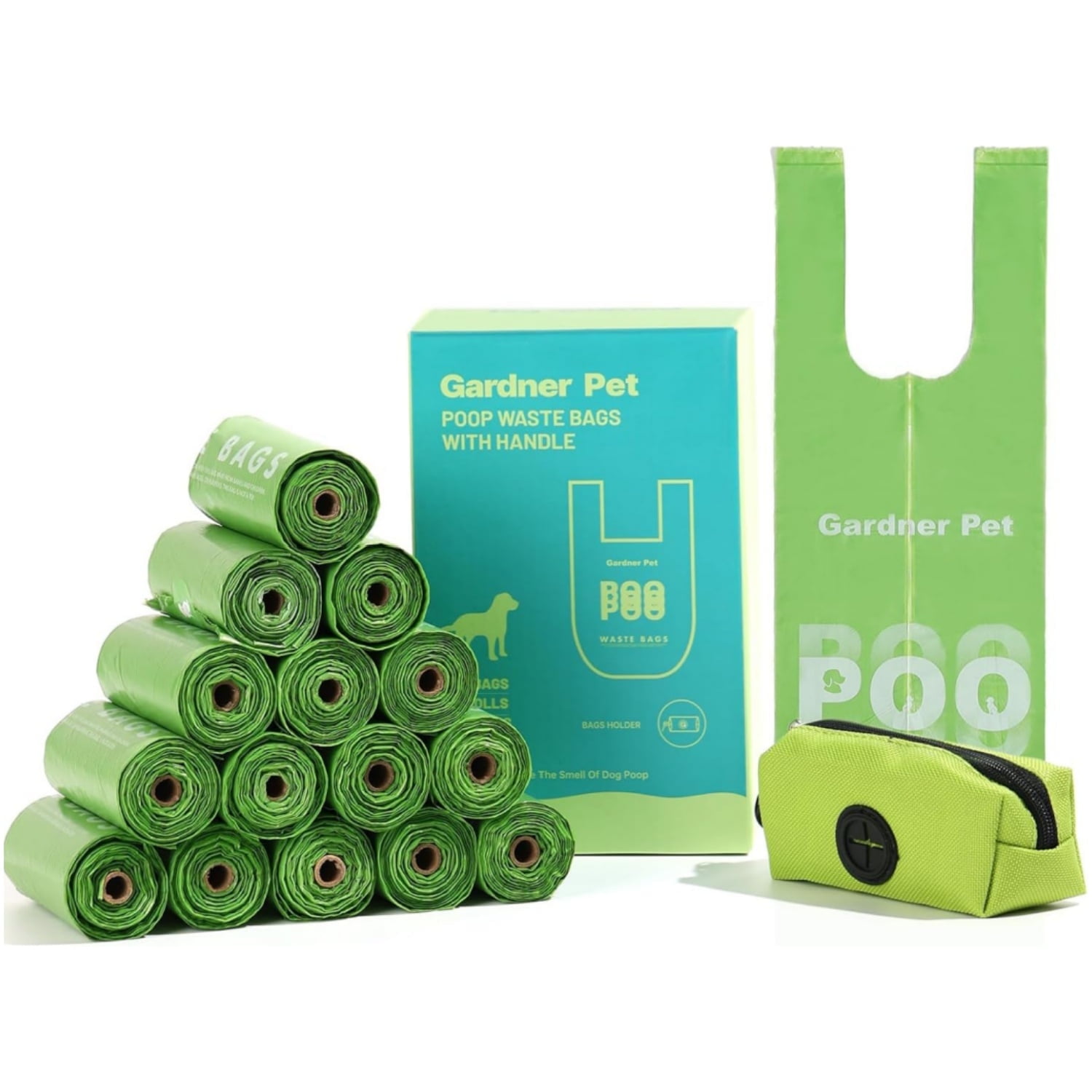Gardner Pet Dog Poop Waste With Handles 180 Bags(15 Rolls), 17"x6 ...