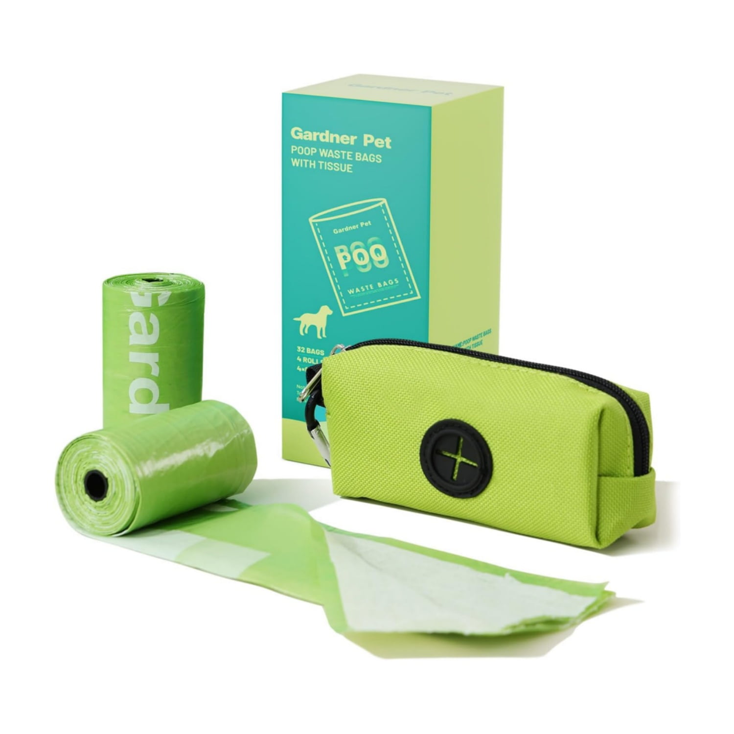 Gardner Pet Dog Poop Waste With Tissue 32 Bags(4 Rolls), 13"x9", Leak ...