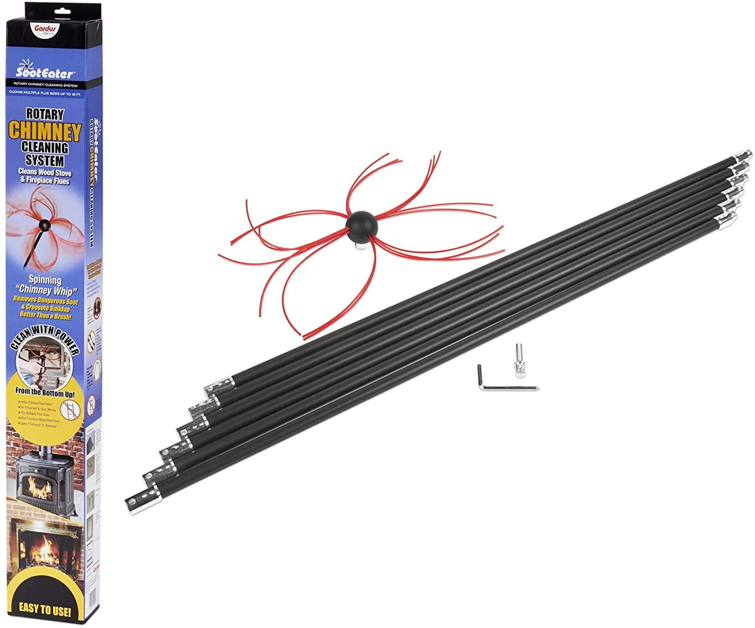 Gardus RCH205-B SootEater Rotary Chimney Cleaning System, Cleans Open ...
