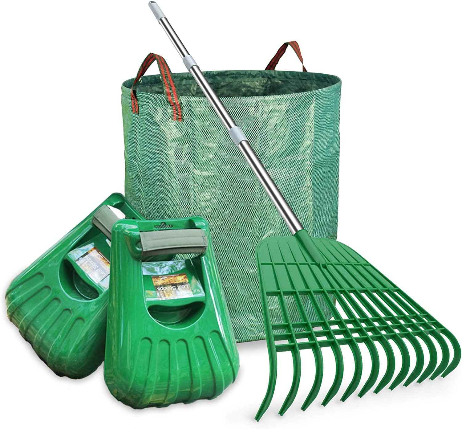 Gardzen Large Leaf Scoops, 12 Tines Leaf Rake, 72 Gallon Garden Bag ...