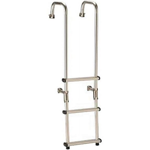 Garelick EEz-In Compact 3-Step Transom Ladder with 12" Wide Aluminum ...