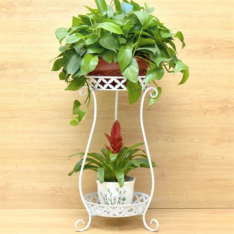 Garfans 2 Layers Metal Plant Stand Indoor Flower Rack Outdoor Plant ...