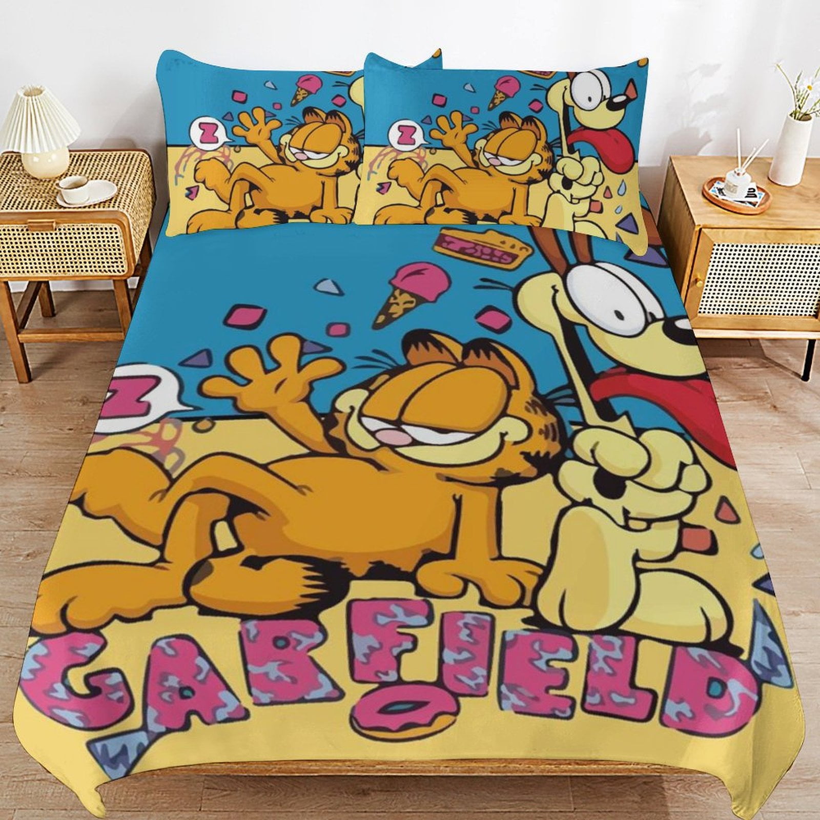 Garfield 3 Pieces Bedding Set 3D Printed Lightweight Bed Quilt Set ...