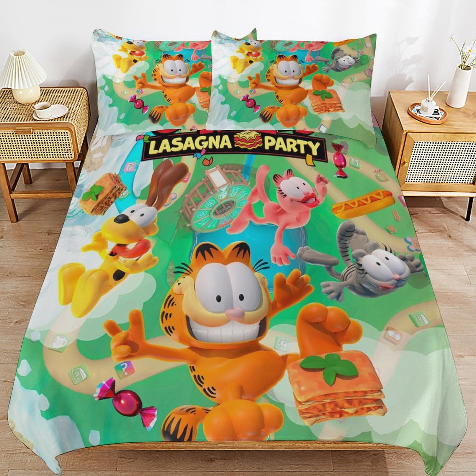 Garfield 3 Pieces Bedding Set 3D Printed Lightweight Bed Quilt Set ...